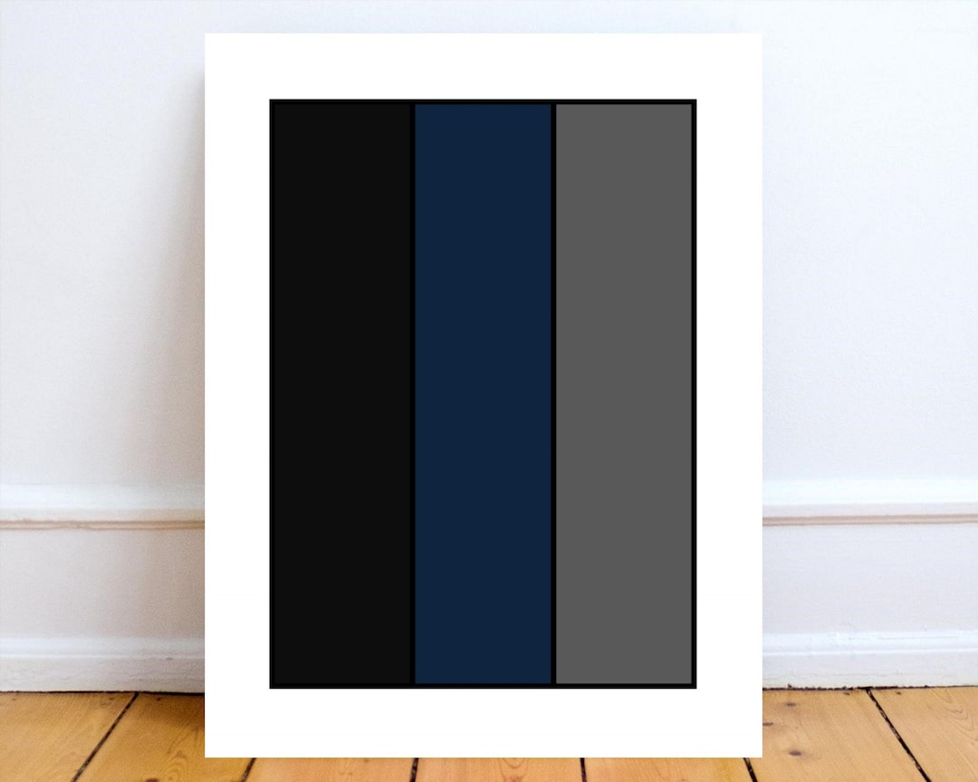 Navy Black and Grey Modern Art, Dark Blue Minimalist Wall Art ...