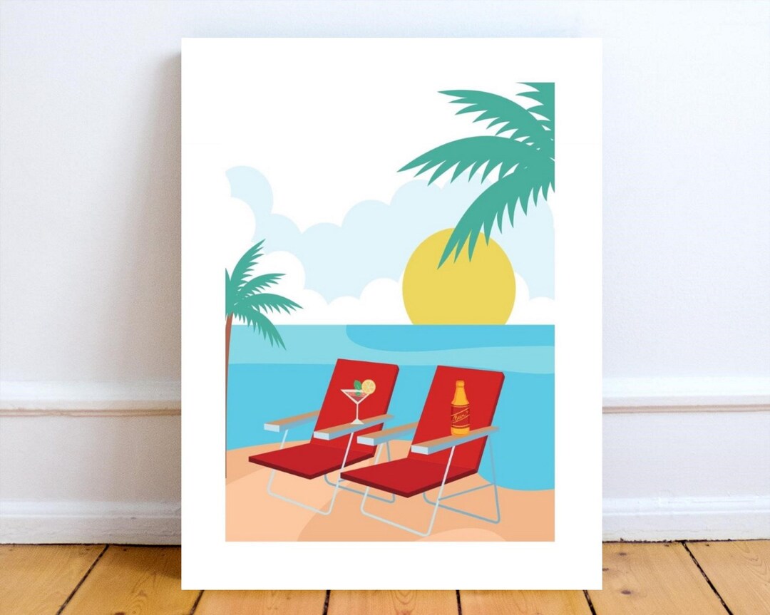 Tropical Island Wall Art: Abstract Beach Scene (digital Download) - Etsy