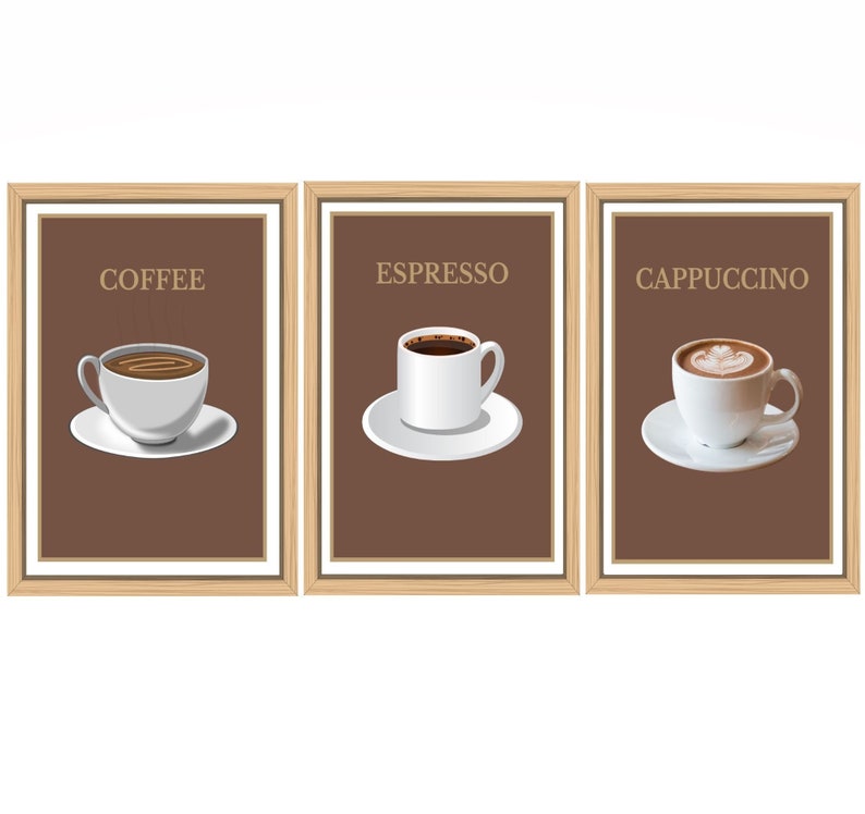 Coffee Lover Art Set of 3,welcoming Kitchen Wall Art, Cafe Artwork ...