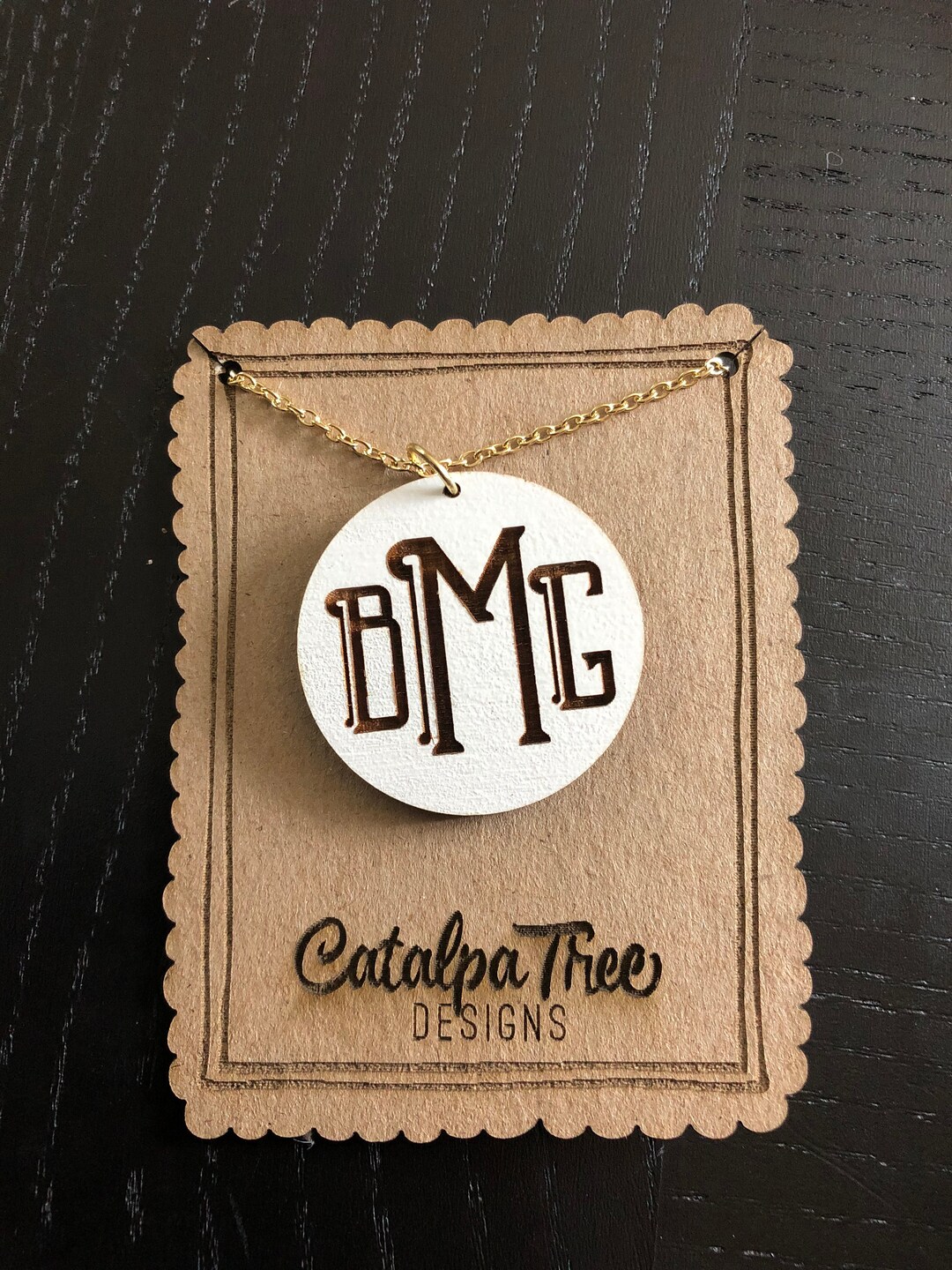 Custom Monogram Necklace|circle Monogram Necklace|hand Painted Monogram ...