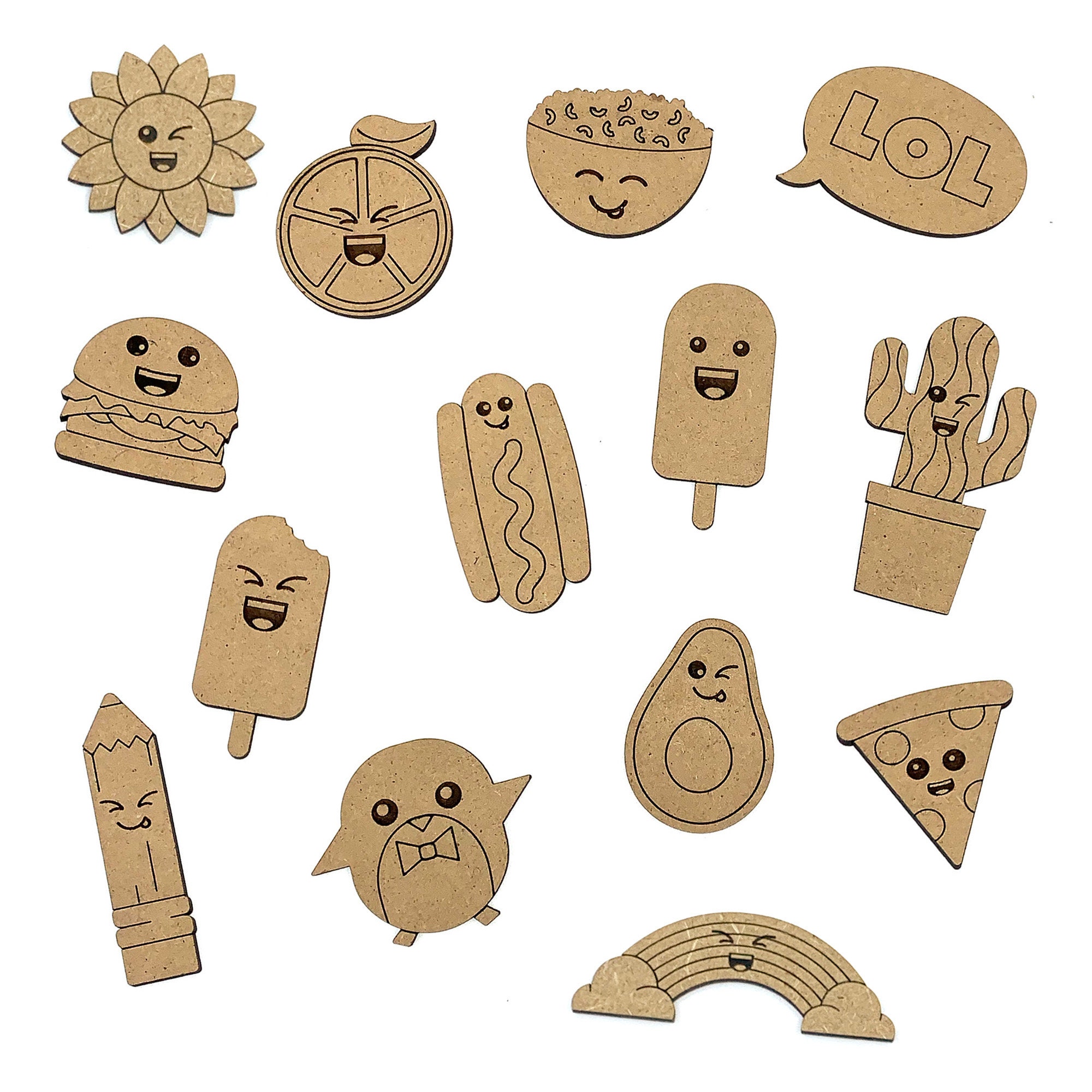 Paint Your Own Cartoon Character Pin Setlaser Cut Wood Paint | Etsy