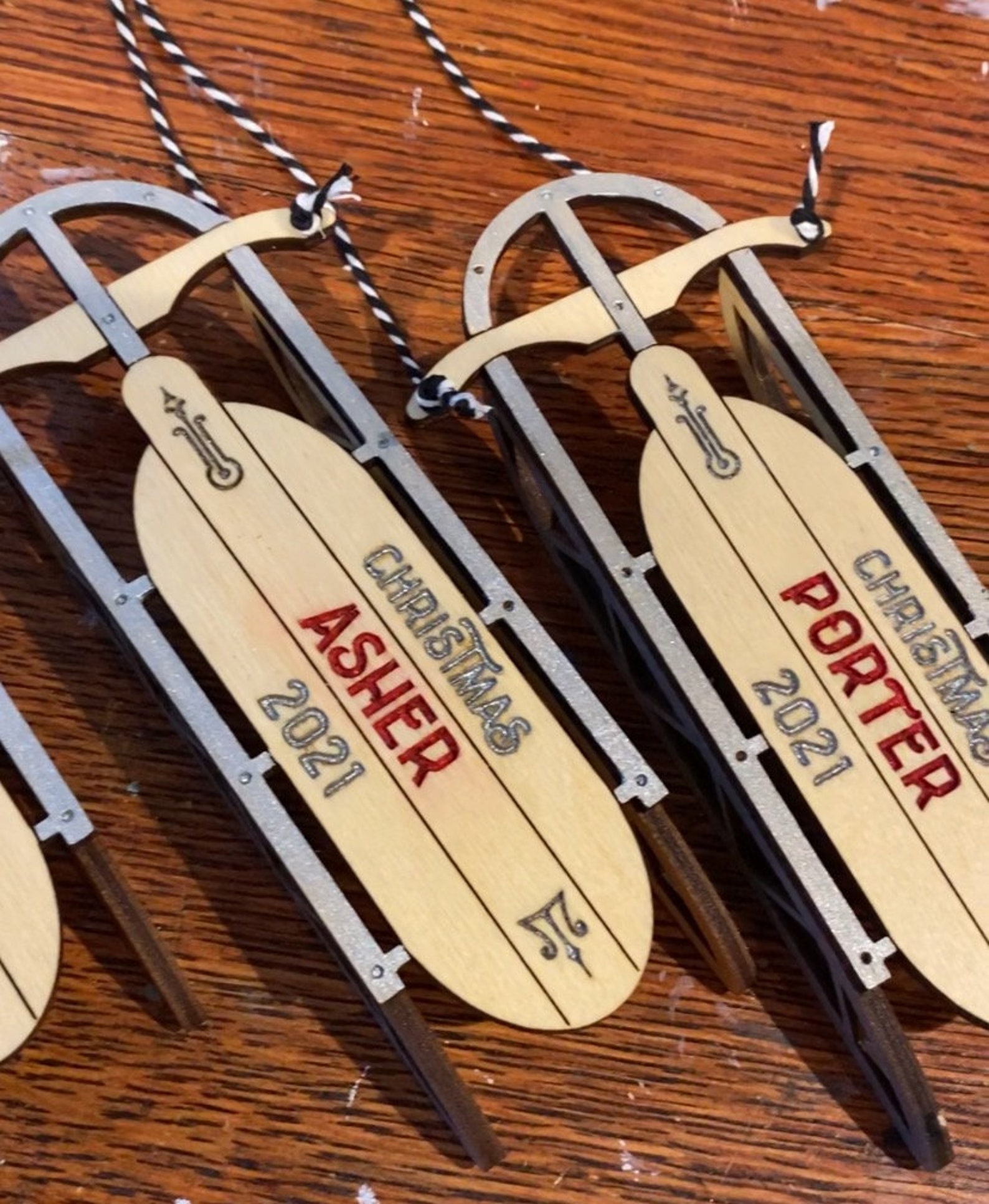 Antique Snow Sled Ornamentwood Custom Engraved Christmas Sled - Etsy