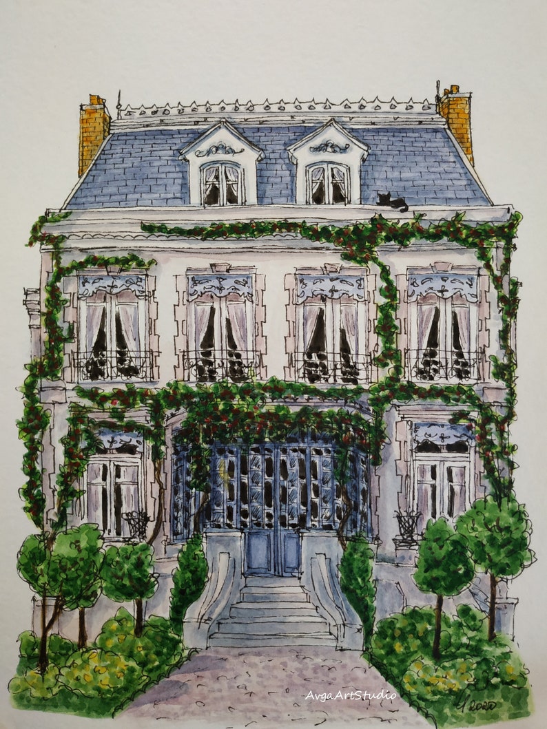 Art Print Charming Old House in Paris France Madeline From Original Ink ...