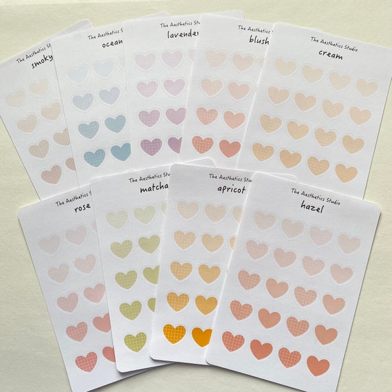 Hearts Sticker Sheet Bullet Journal Stickers Planner | Etsy