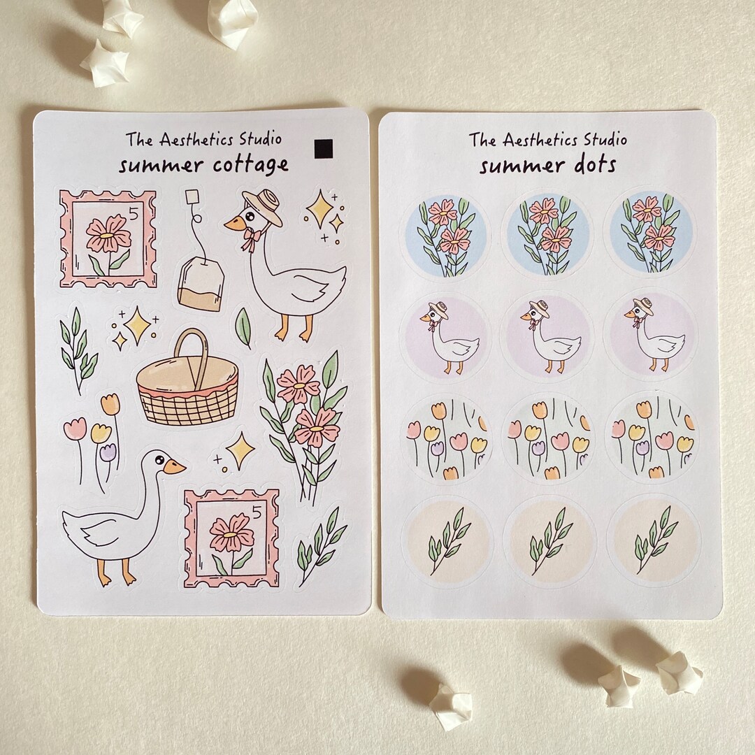 Summer Cottage Sticker Sheet - Bullet Journal Stickers, Picnic ...