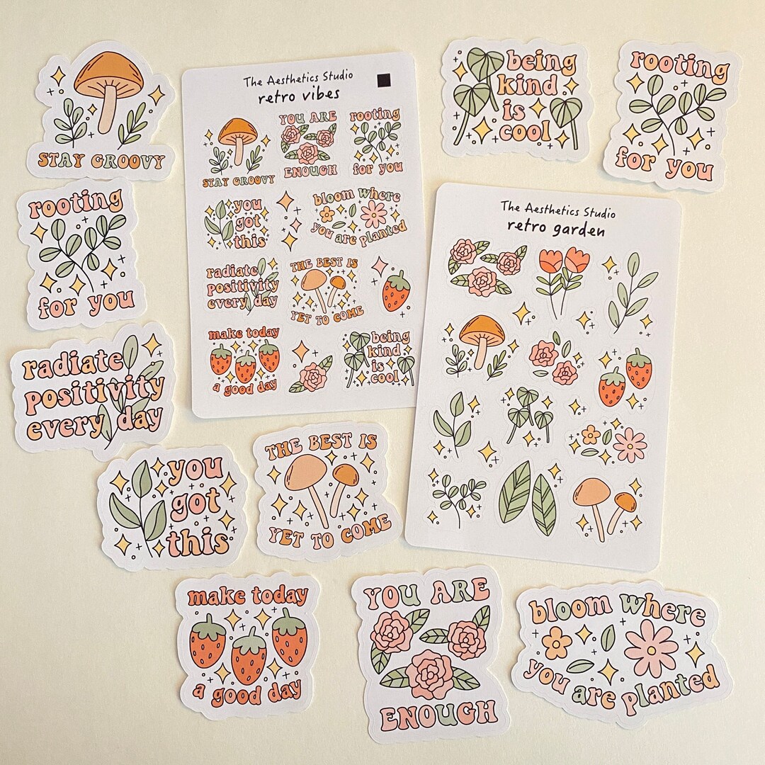 Retro Vibes Sticker Sheet Bullet Journal Stickers, Planner Stickers ...