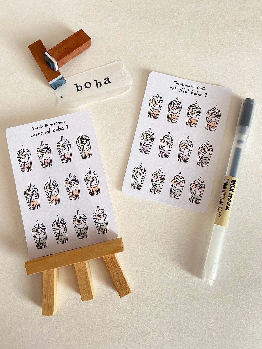 Celestial Boba Sticker Sheet Bullet Journal Stickers, Planner Stickers ...