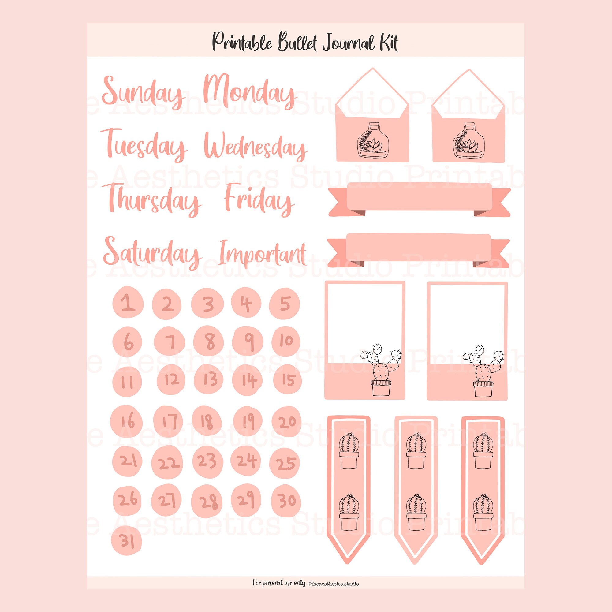 Printable Bullet Journal Kit Bullet Journal Printable | Etsy