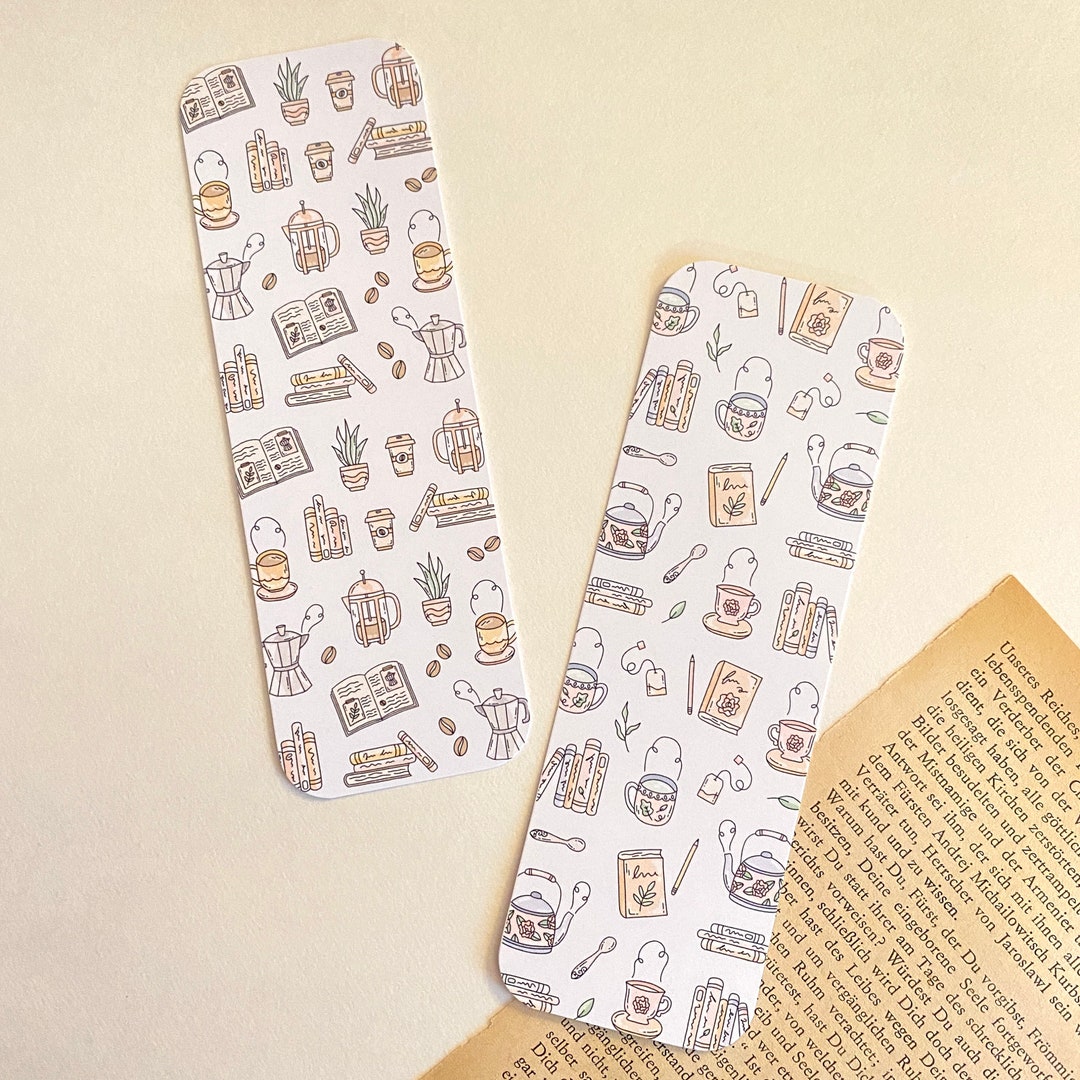 Coffee & Tea Bookmarks - Handmade Bookmark, Cute, Dreamy Gifts for Her ...