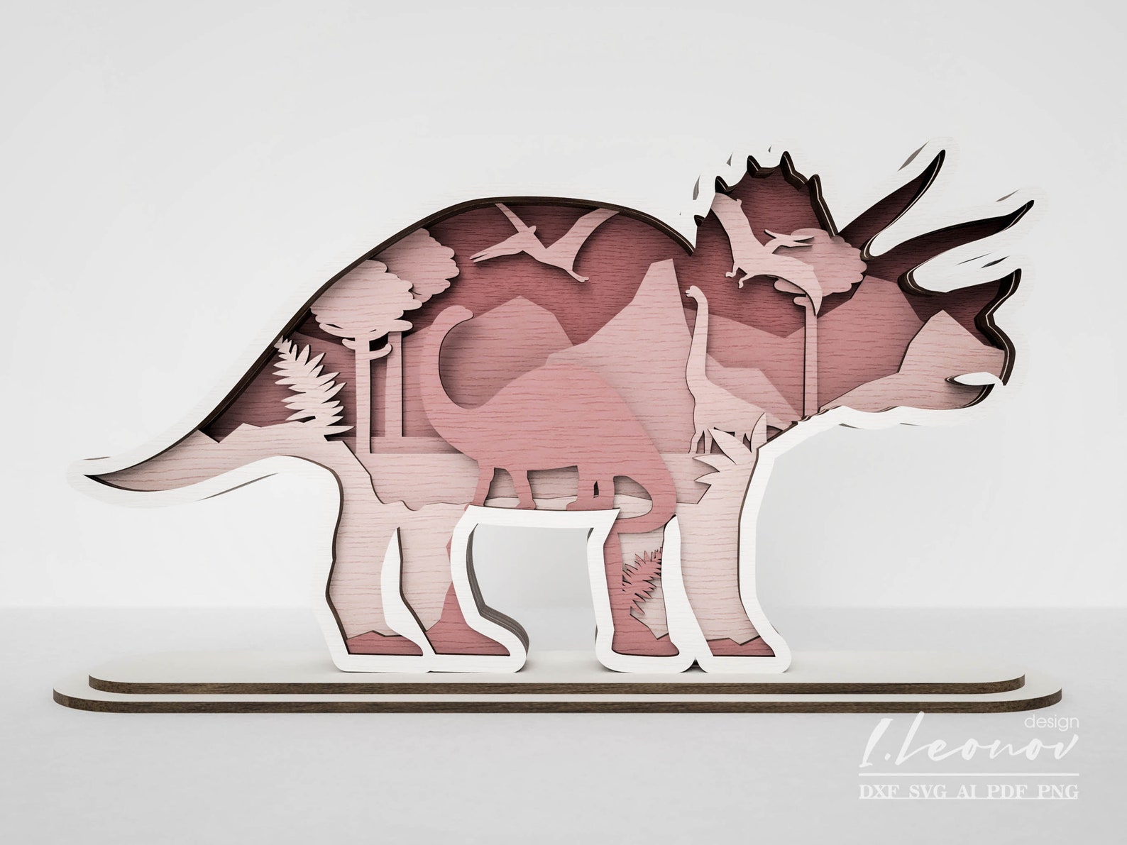 Multilayer Laser Cut File, Triceratops Landscape Dxf File, SVG Ai EPS ...