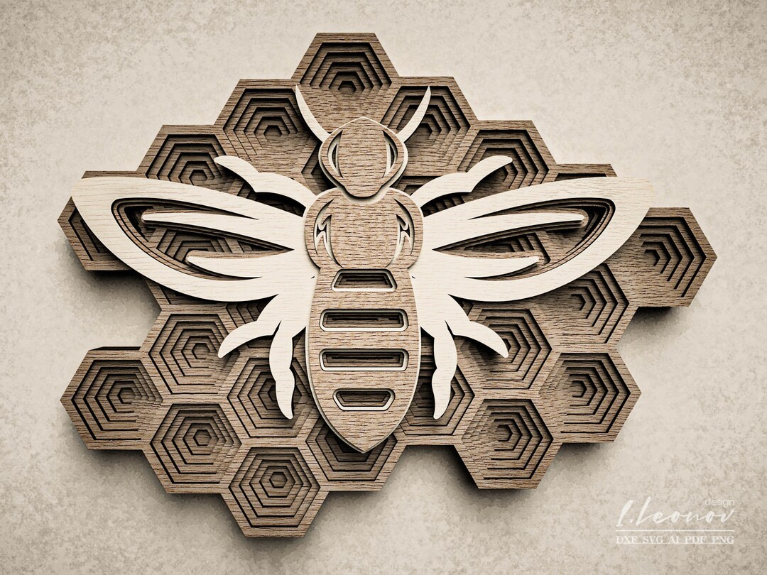 Honeycomb Bee Vector Laser Cut File, Multilayer DXF File, DXF File for ...