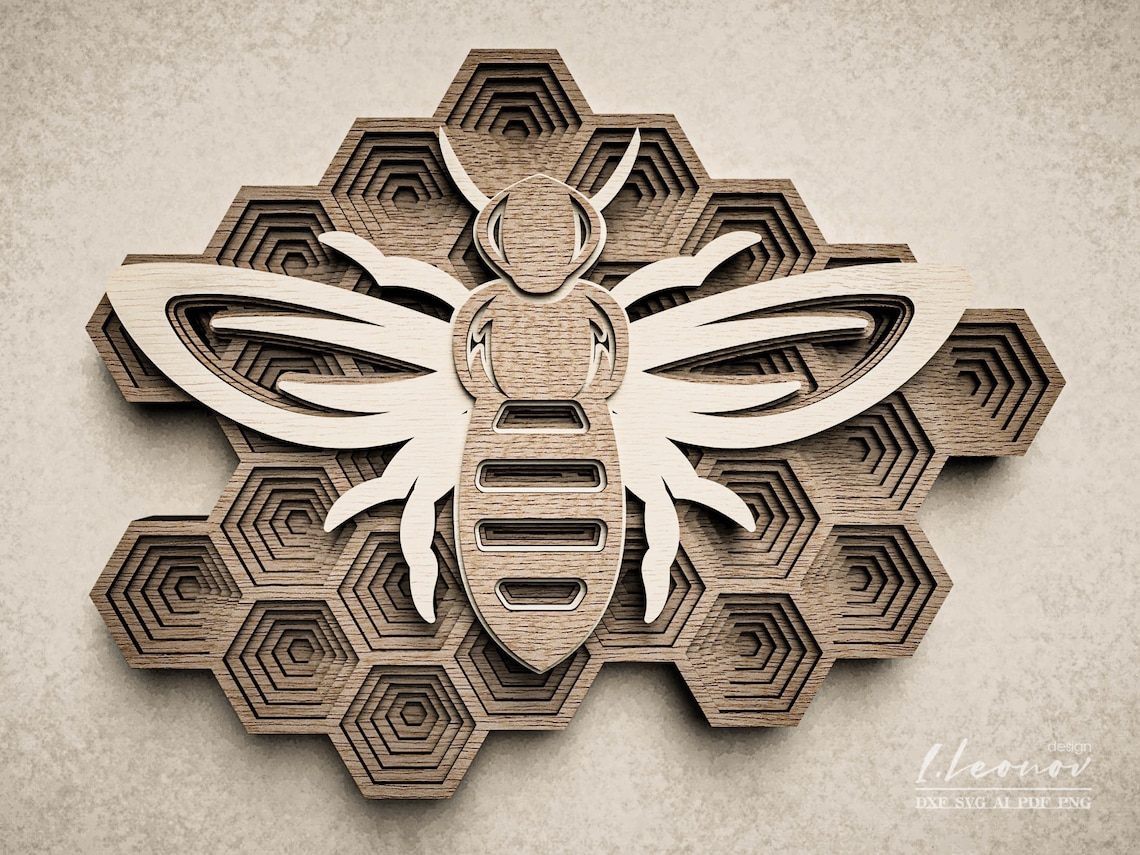 Honeycomb Bee Vector Laser Cut File Multilayer DXF File DXF - Etsy