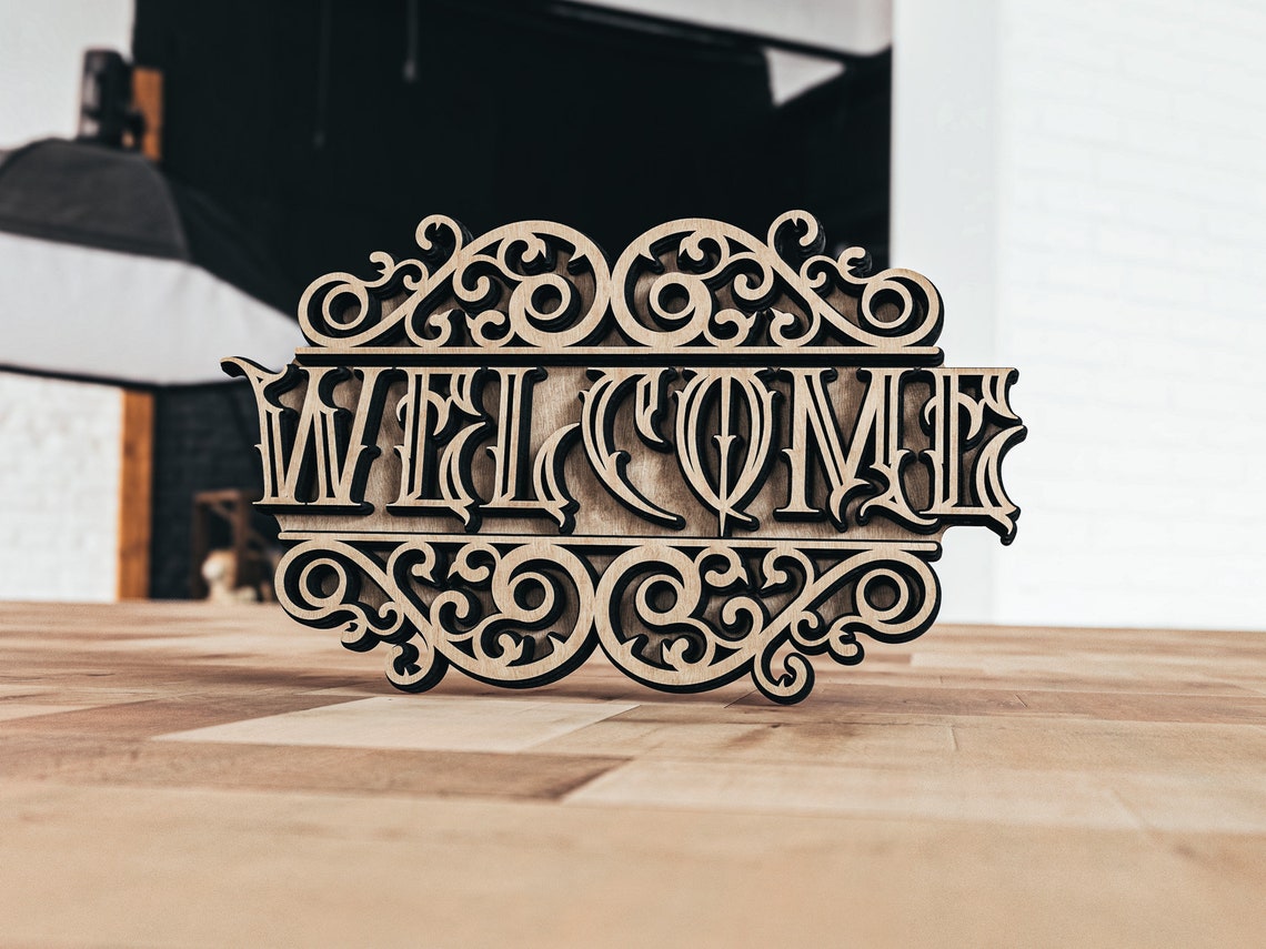 Laser Cut Welcome Sign Vector File Multilayer Dxf File for - Etsy