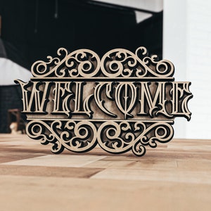 Laser Cut Welcome Sign Vector File, Multilayer Dxf File for Laser ...