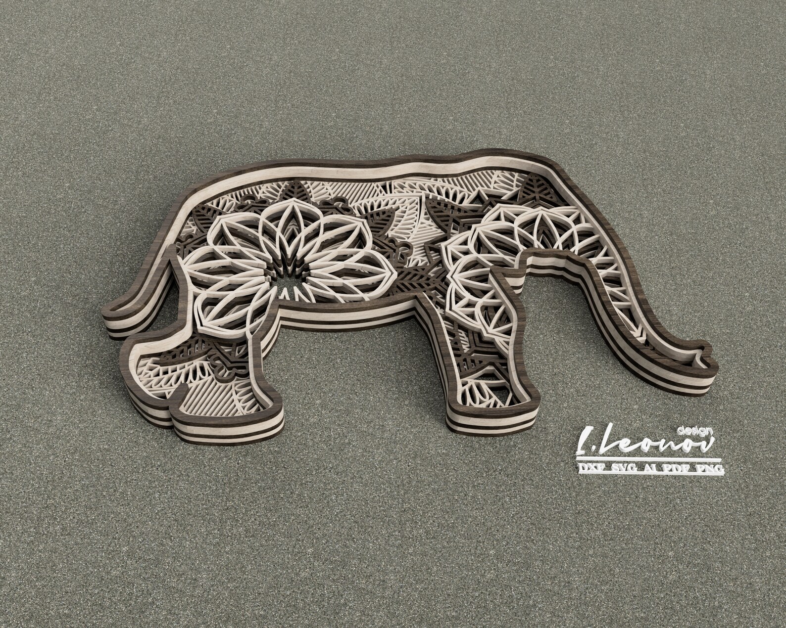 Elephant Multilayer Project for Laser Cutting. Digital Layer | Etsy