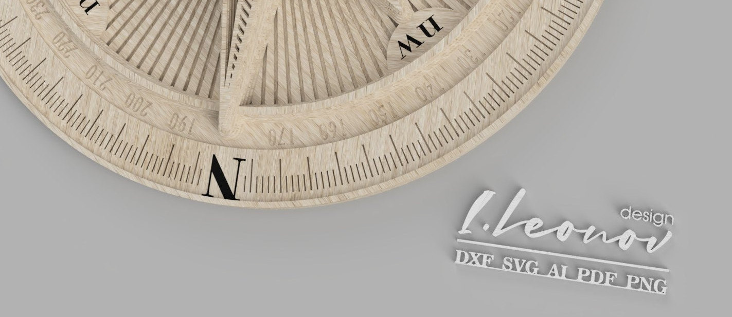 Multilayer Laser Cut Compass Compass Dxf File SVG Ai EPS Dxf | Etsy UK