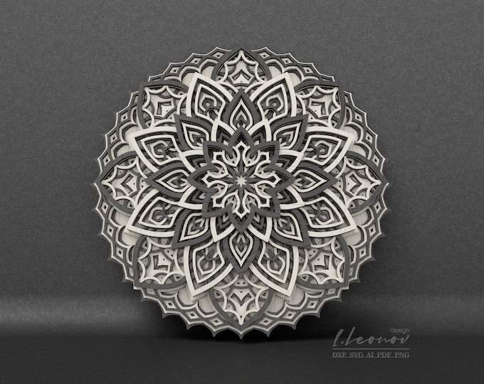 Multilayer Mandala Laser Cut File, DXF File for Laser Cut, Layered Dxf ...