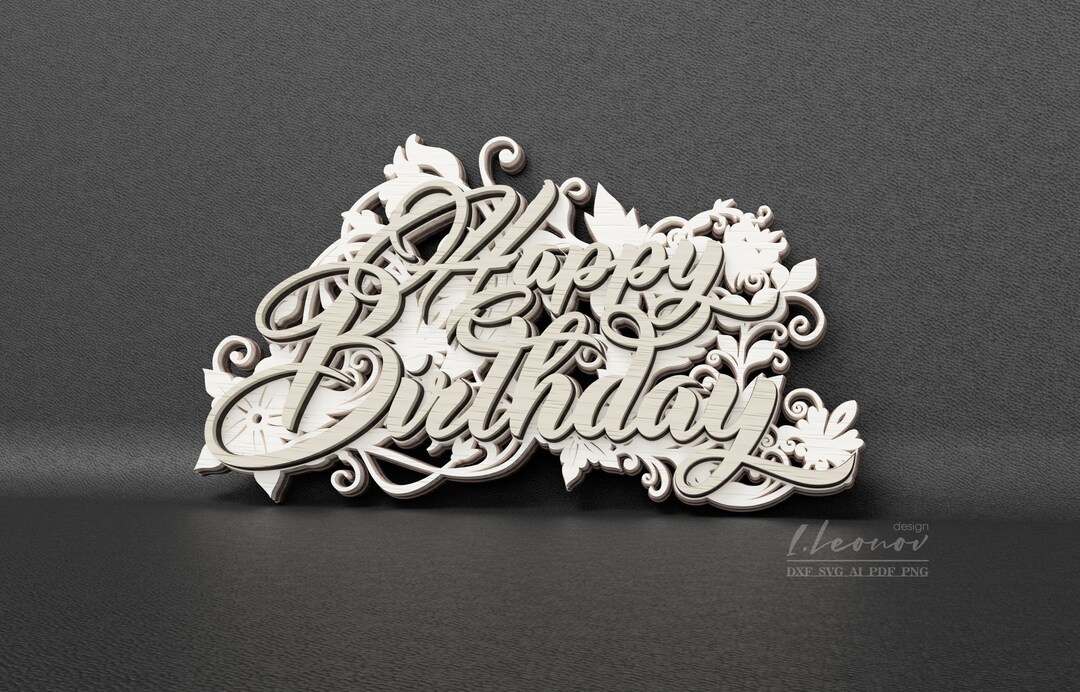 Happy Birthday Sign Design for Laser Cutters, DXF Laser Cut File ...
