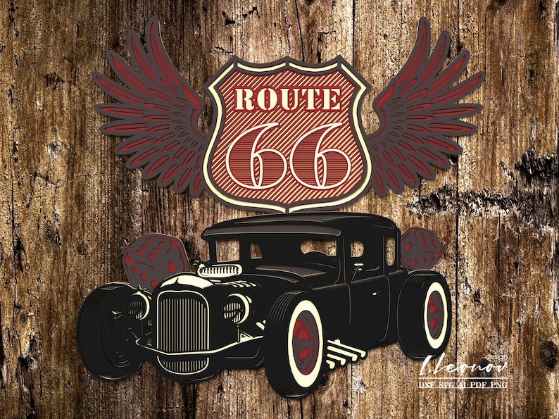 Laser Cut Wall Art Route 66 Vector File Multilayer Dxf File - Etsy