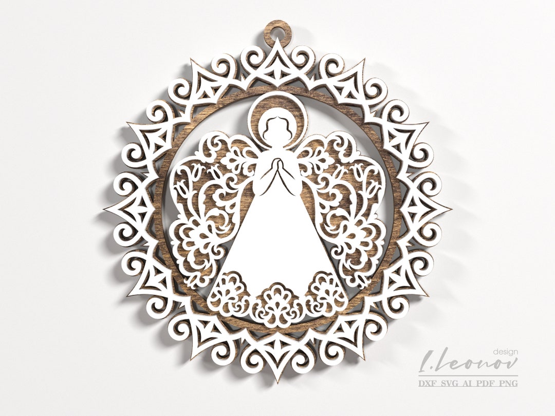 3 Layer Christmas Tree Ornament Angel Laser Cut File, DXF File for ...