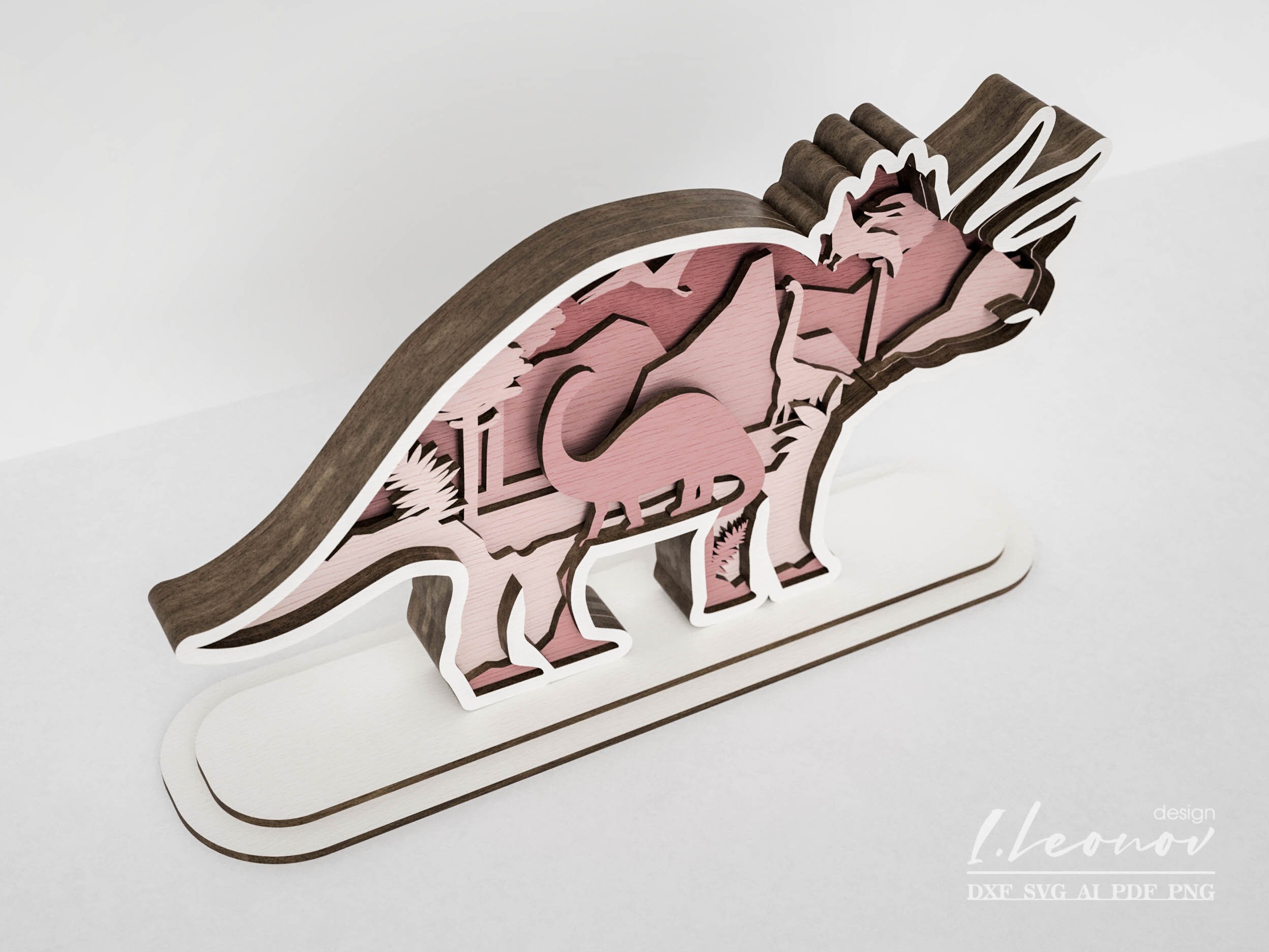 Multilayer Laser Cut File, Triceratops Landscape Dxf File, SVG Ai EPS ...