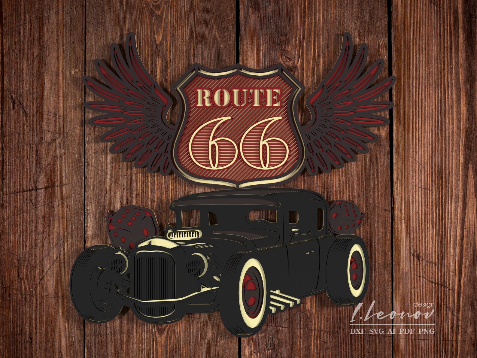 Laser Cut Wall Art Route 66 Vector File Multilayer Dxf File - Etsy Canada