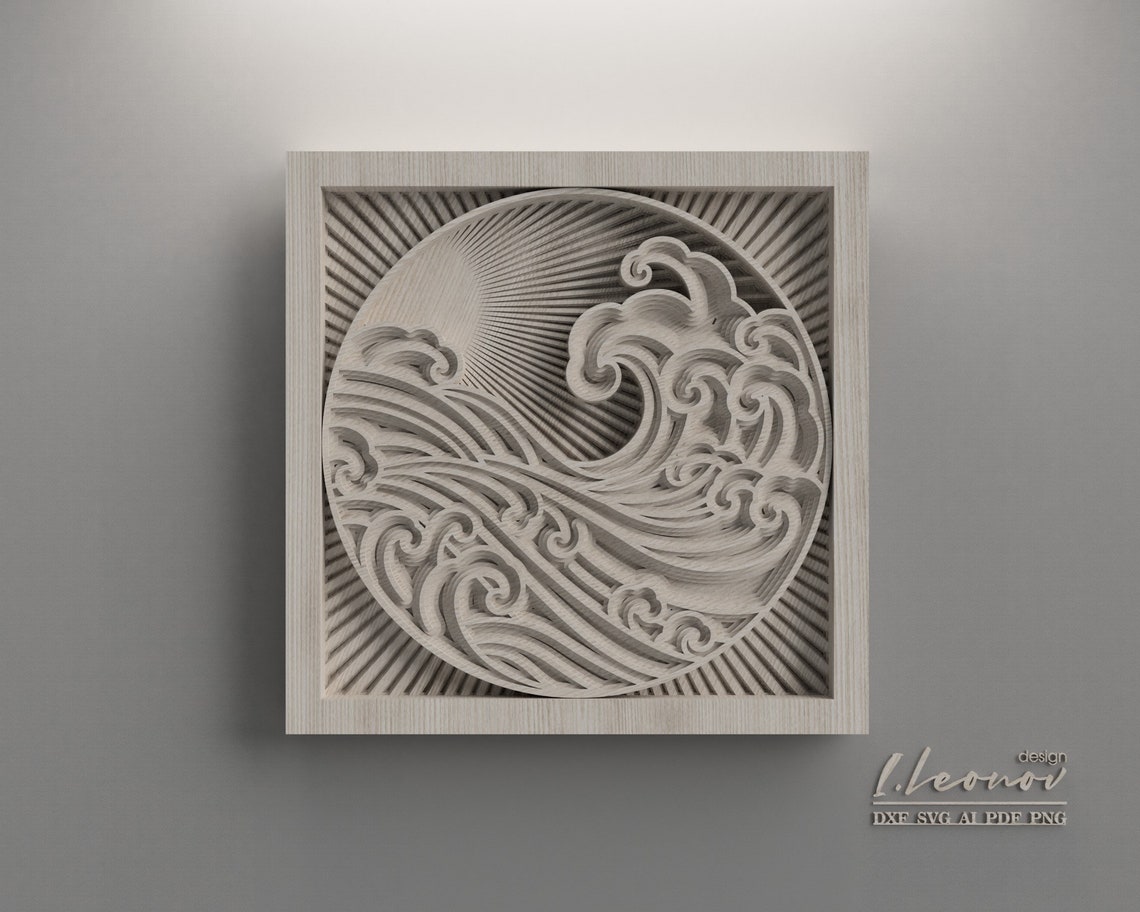 Digital File, Multilayer Sea DXF File, DXF File for Laser Cut, Layered ...