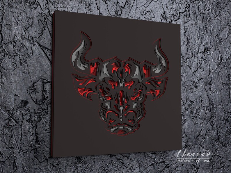 Multilayer Laser Cut File Bull Head Dxf File Laser Cut File - Etsy