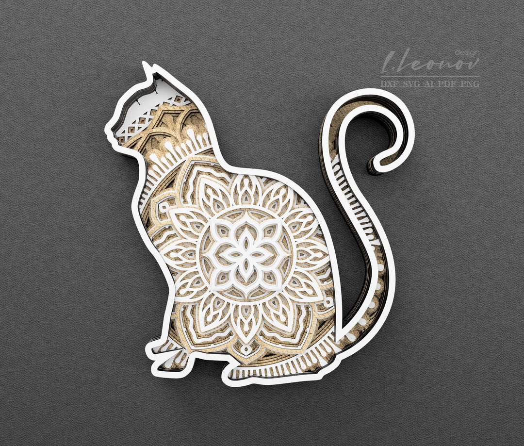 Multilayer Cat Vector File, Laser Cut File, SVG Ai EPS Dxf Laser Cut ...