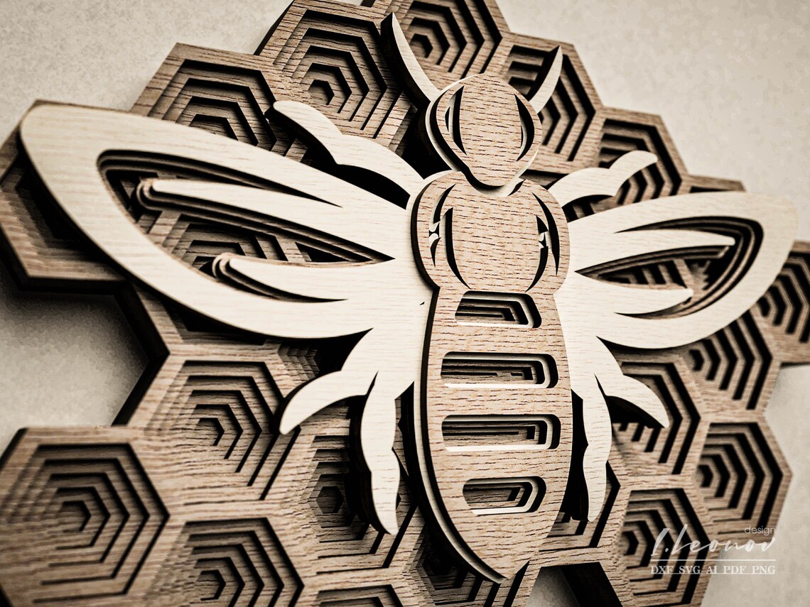 Honeycomb Bee Vector Laser Cut File, Multilayer DXF File, DXF File for ...