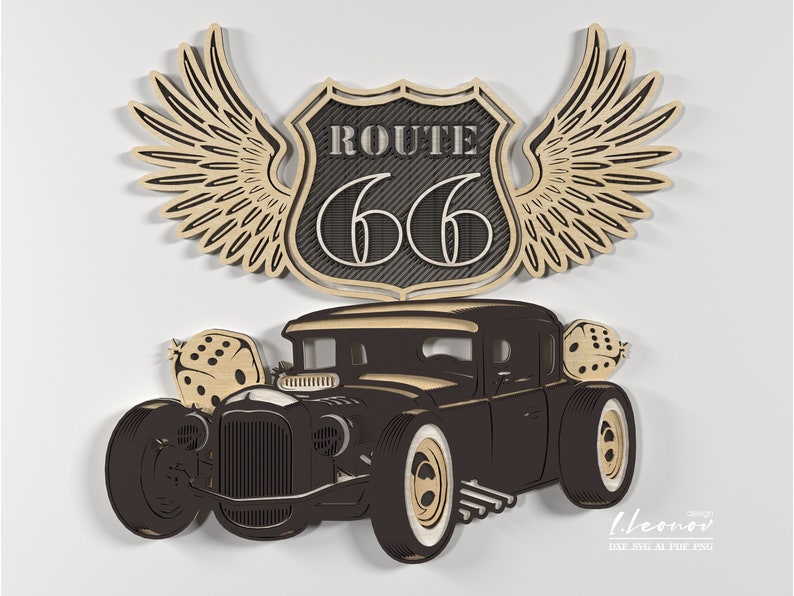 Laser Cut Wall Art Route 66 Vector File Multilayer Dxf File - Etsy