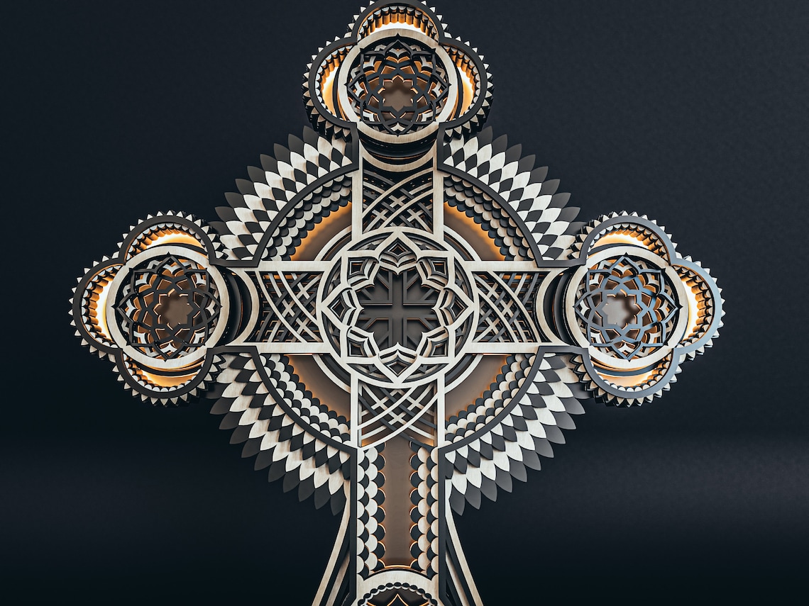 Laser Cut Layered Cross Template 7 Layer Cross With Led Dxf | Etsy