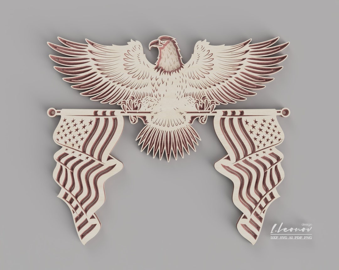 Laser Cut Wall Art, American Eagle Vector File, Multilayer Dxf File for ...