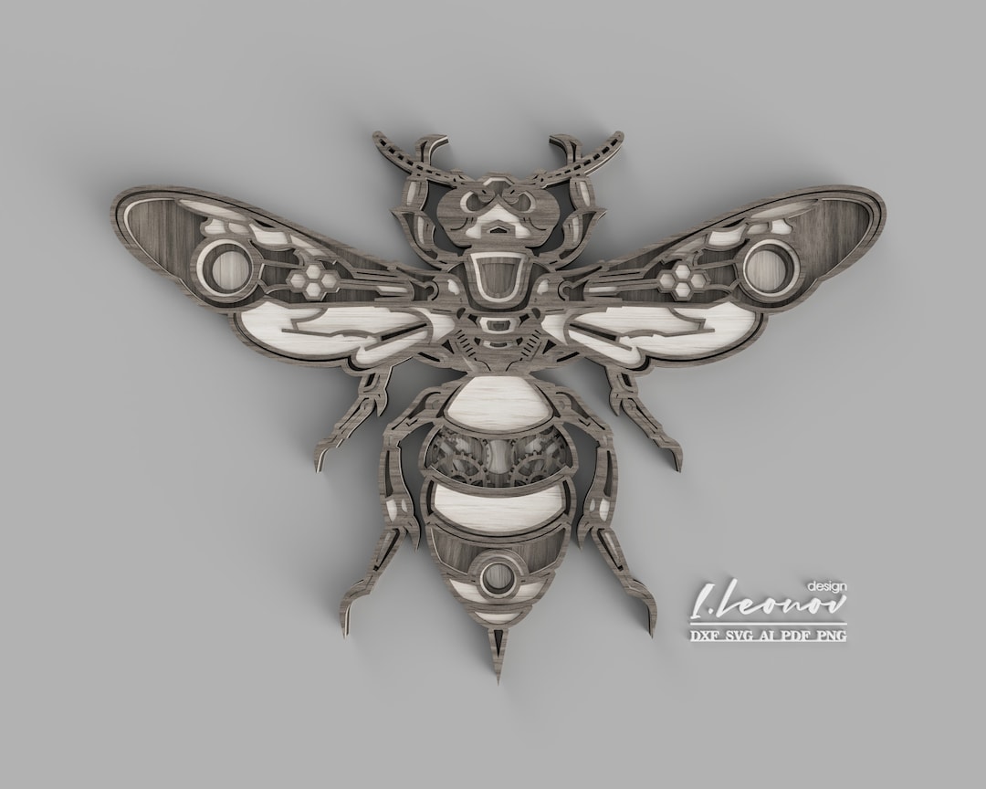 Steampunk Bee Multilayer Project for Laser Cutting. Digital Layer Wall ...