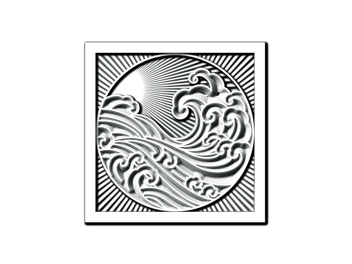 Digital File, Multilayer Sea DXF File, DXF File for Laser Cut, Layered ...