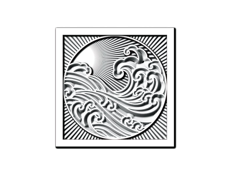 Digital File, Multilayer Sea DXF File, DXF File for Laser Cut, Layered ...