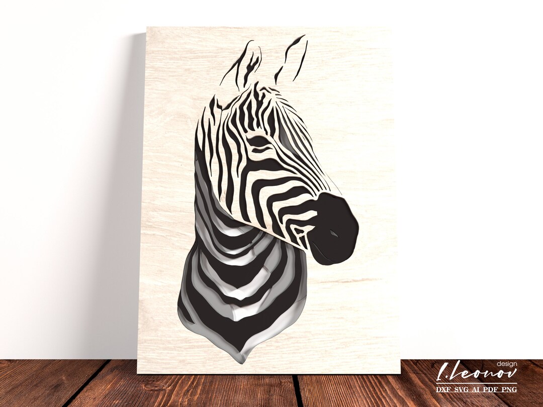 Multilayer Laser Cut File, Zebra Head Dxf File, Laser Cut File Wooden ...