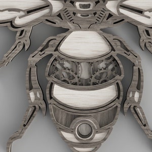 Steampunk Bee Multilayer Project for Laser Cutting. Digital Layer Wall ...