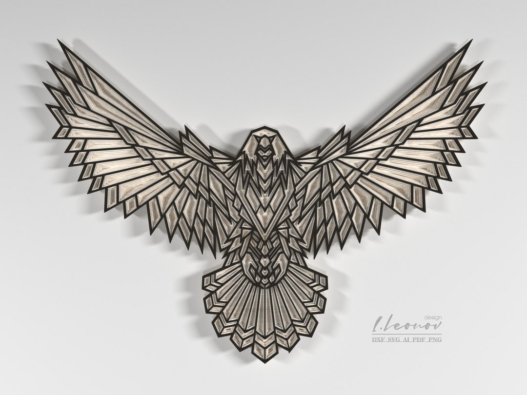 Laser Cut Wall Art, Eagle Vector File, Multilayer Dxf File for Laser ...