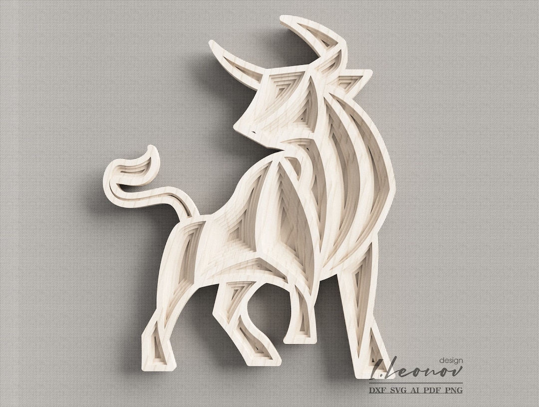 Multilayer Bull Vector File, Laser Cut File, SVG Ai EPS Dxf Laser Cut ...
