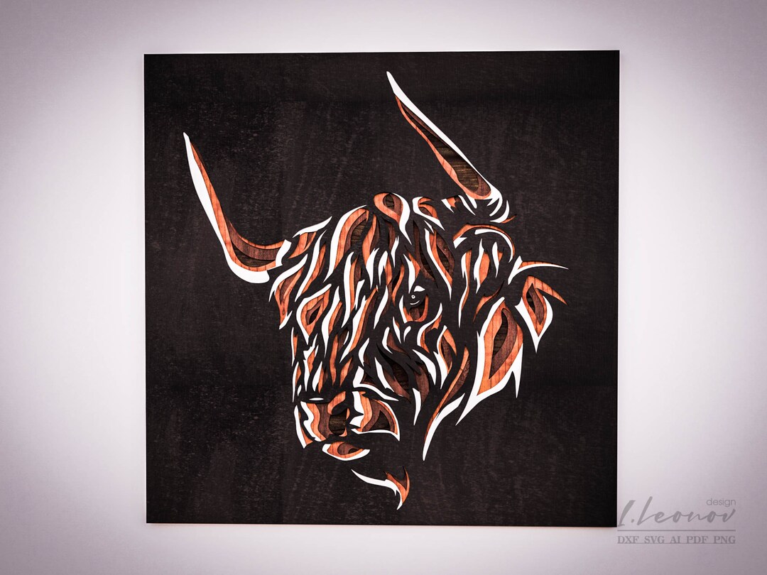 Multilayer Bison Laser Cut File, Bison Dxf File, SVG Ai EPS Dxf Laser ...