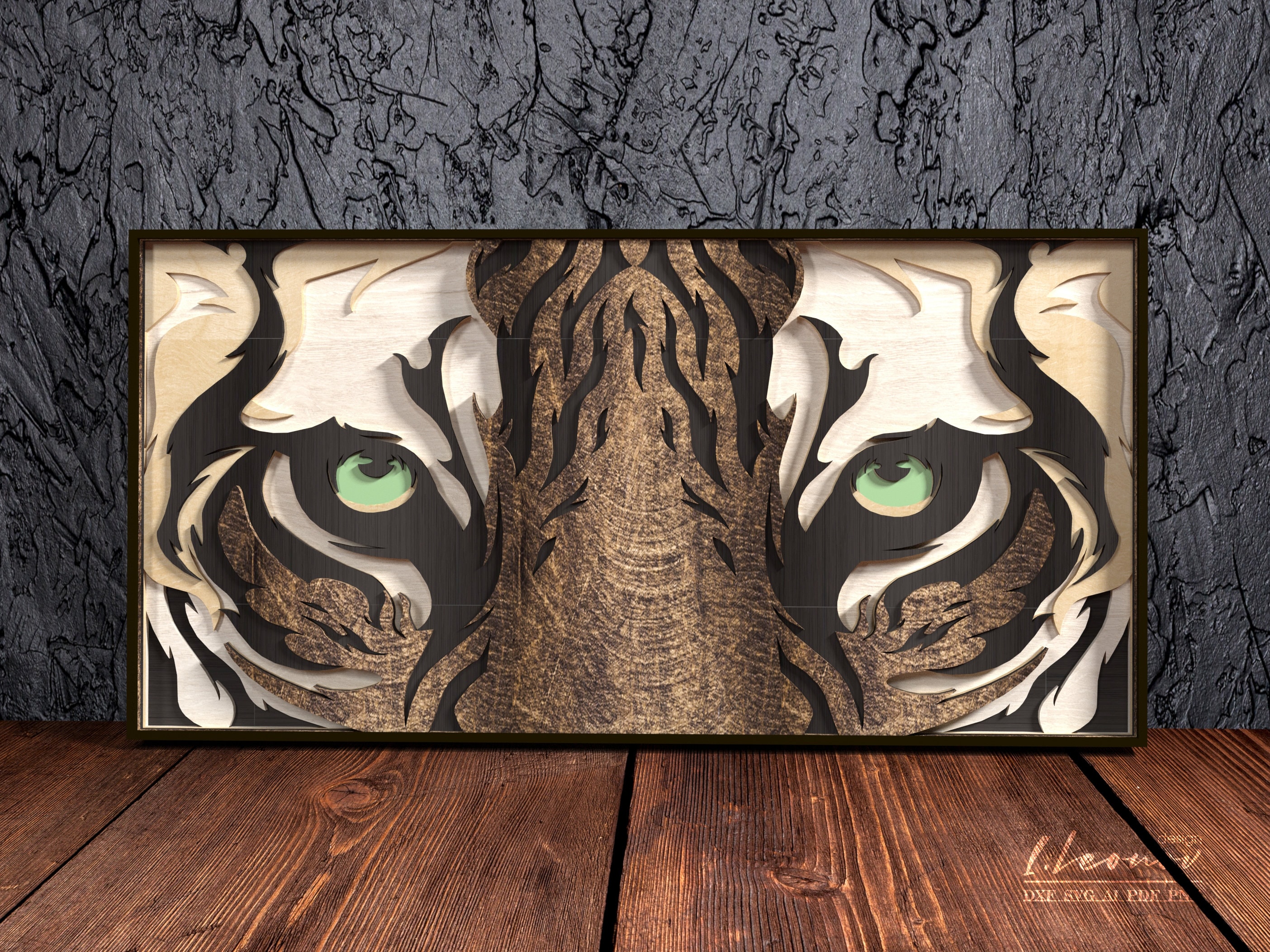 Multilayer Laser Cut File, Tiger Eyes Dxf File, Laser Cut File Wooden ...