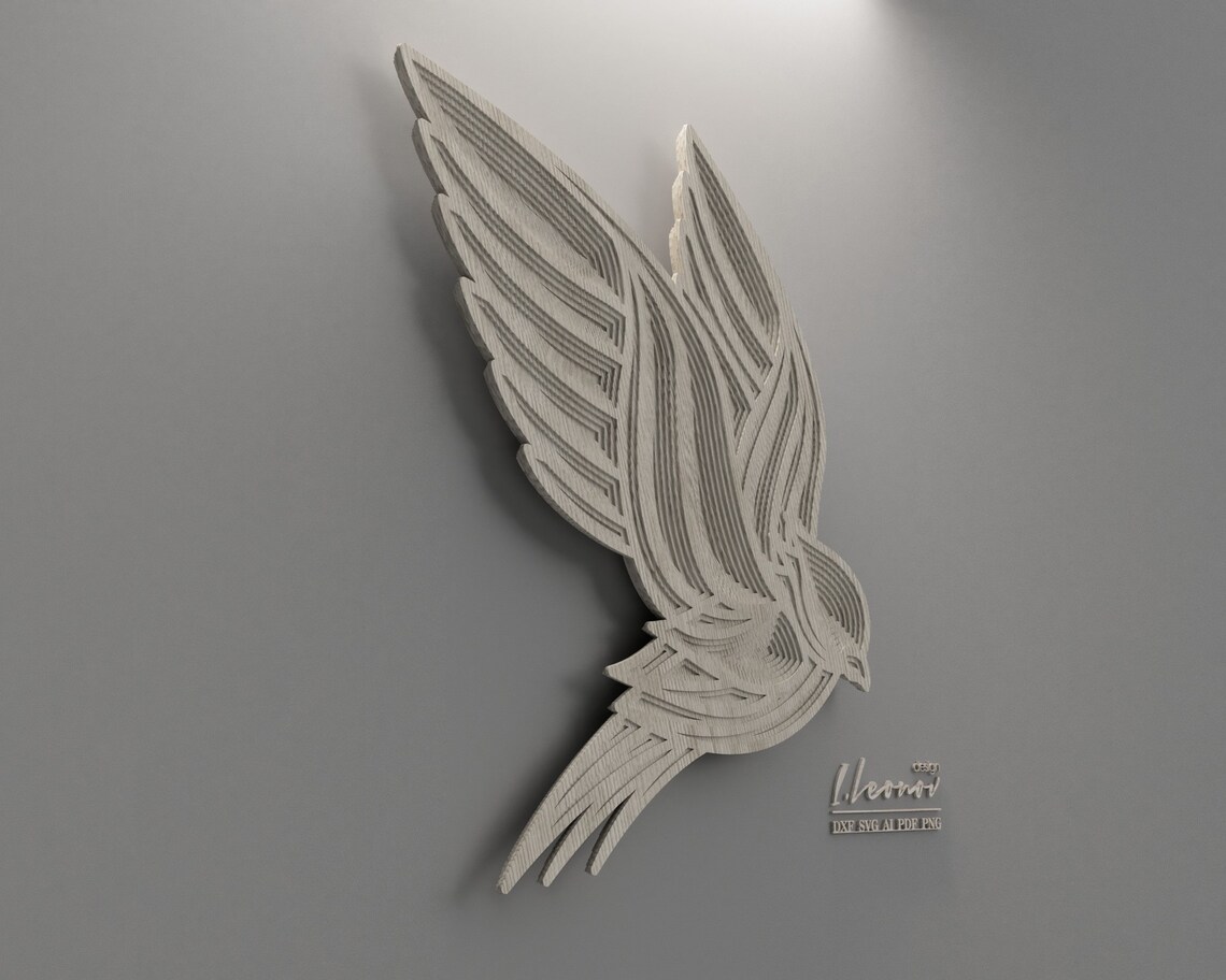 Multilayer Flying Bird, Laser Cut File, SVG Ai EPS Dxf Laser Cut Wall ...
