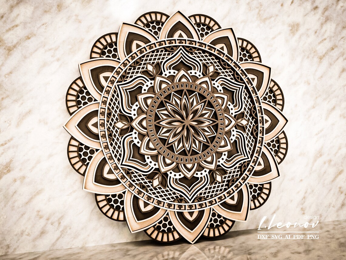 Large Wooden Scoulpture Wall Art, Mandala DXF File, Multilayer Art, Dxf ...