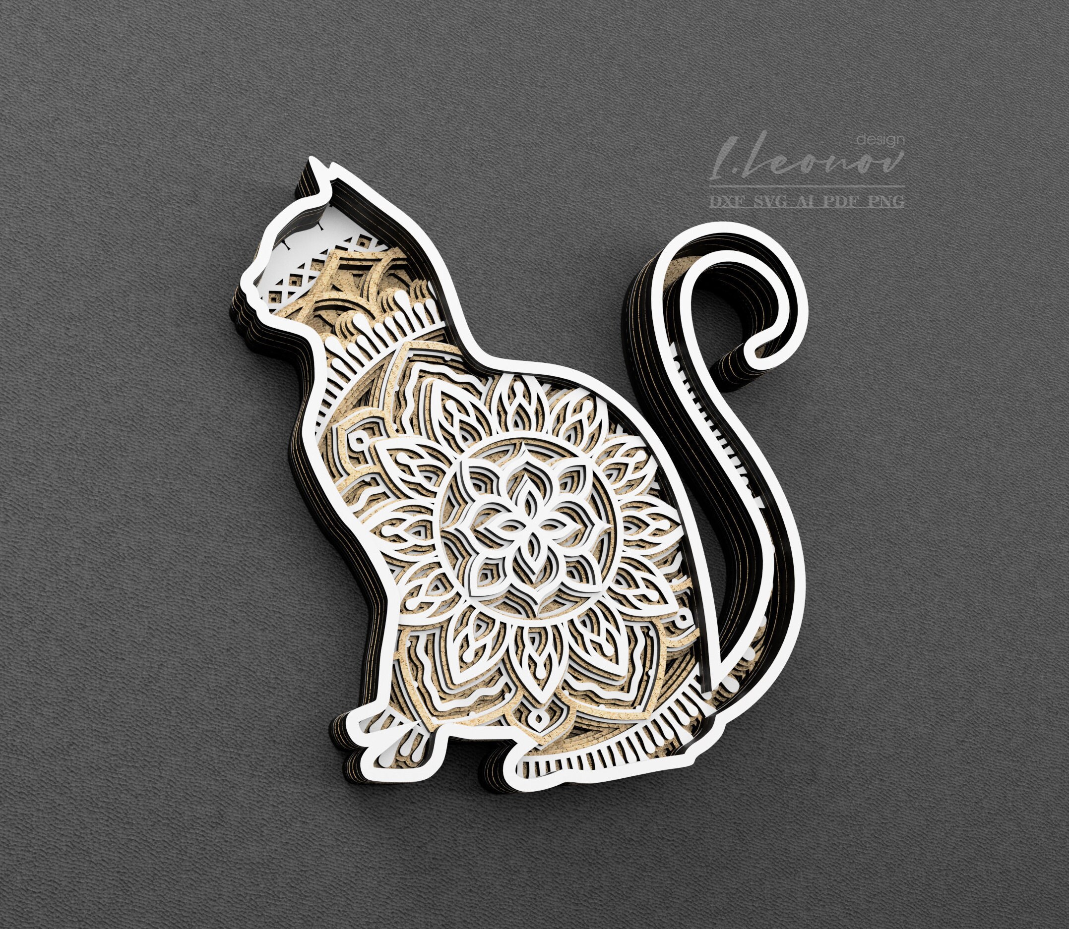 Multilayer Cat Vector File Laser Cut File SVG Ai EPS Dxf - Etsy