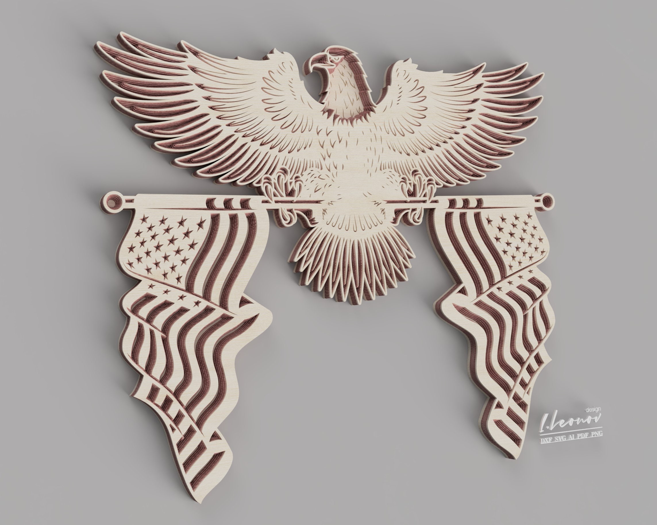 Laser Cut Wall Art, American Eagle Vector File, Multilayer Dxf File for ...