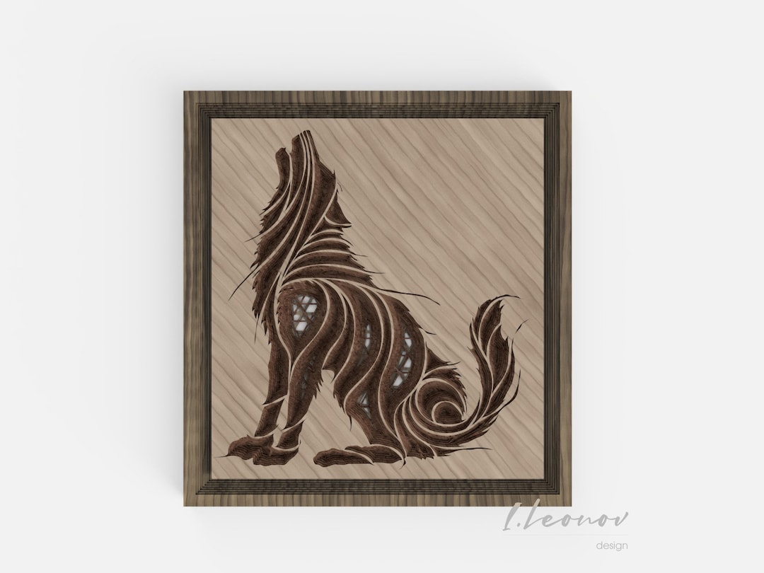 Multilayer Laser Cut File, Wolf in Frame, SVG Ai EPS Dxf Laser Cut Wall ...