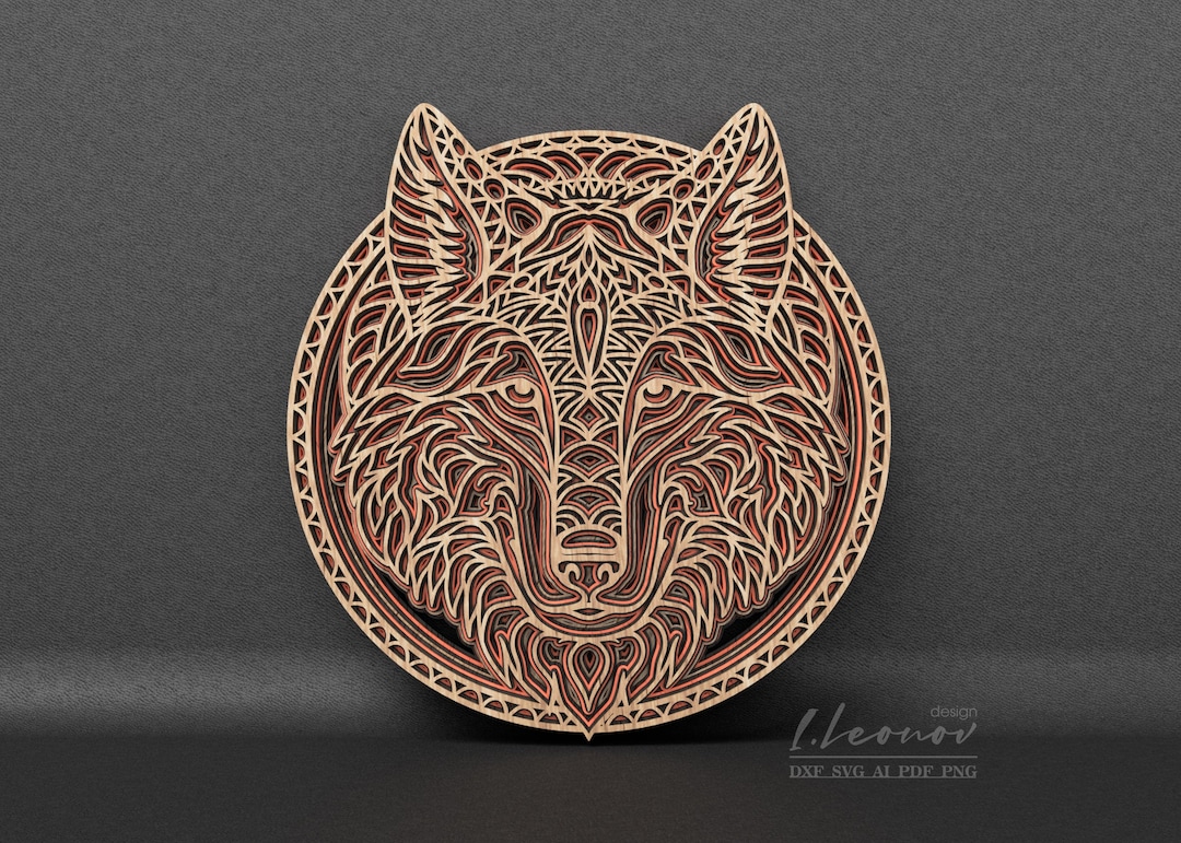 Multilayer Laser Cut File, Laser Cut Wolf, SVG Ai EPS Dxf Laser Cut ...