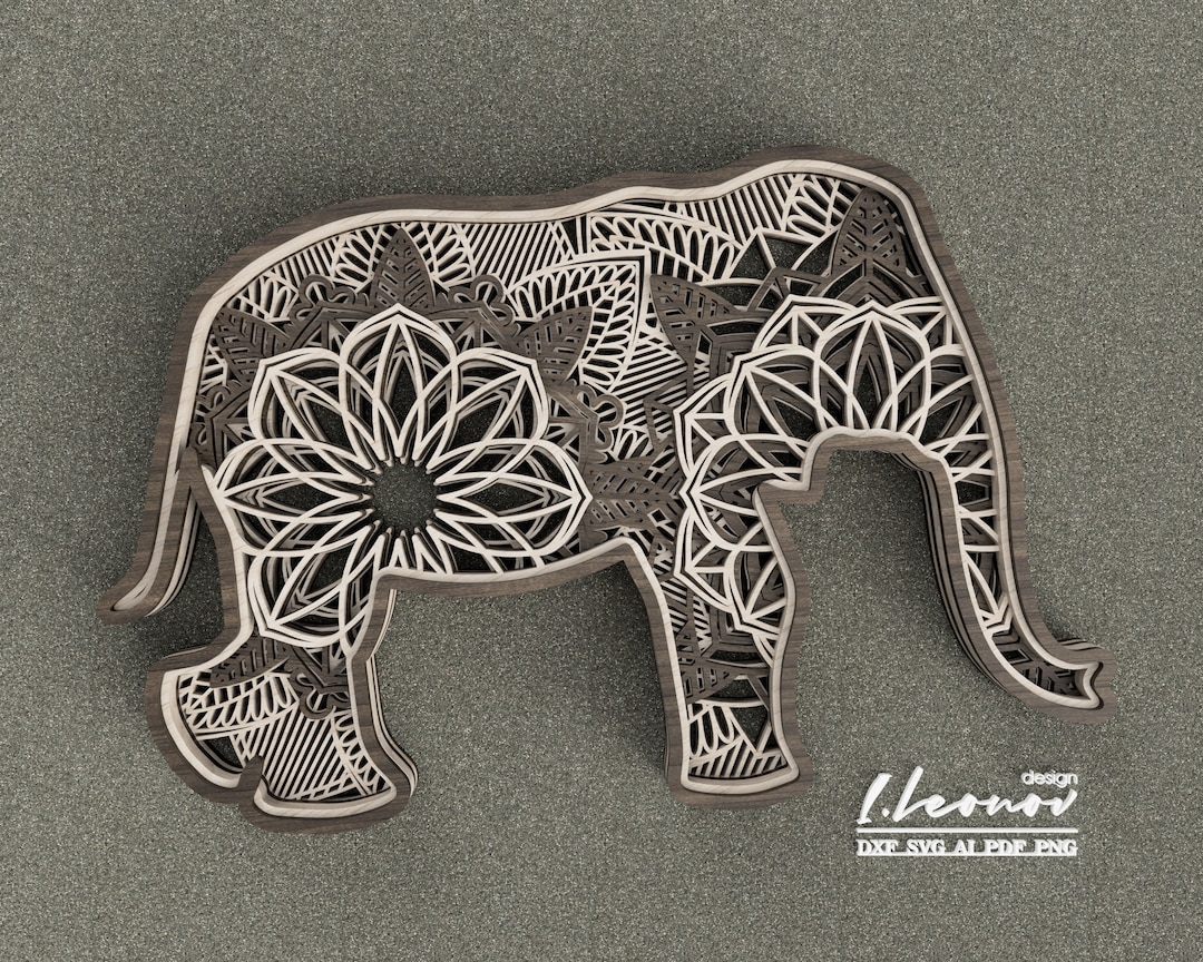 Elephant Multilayer Project for Laser Cutting. Digital Layer Wall ...