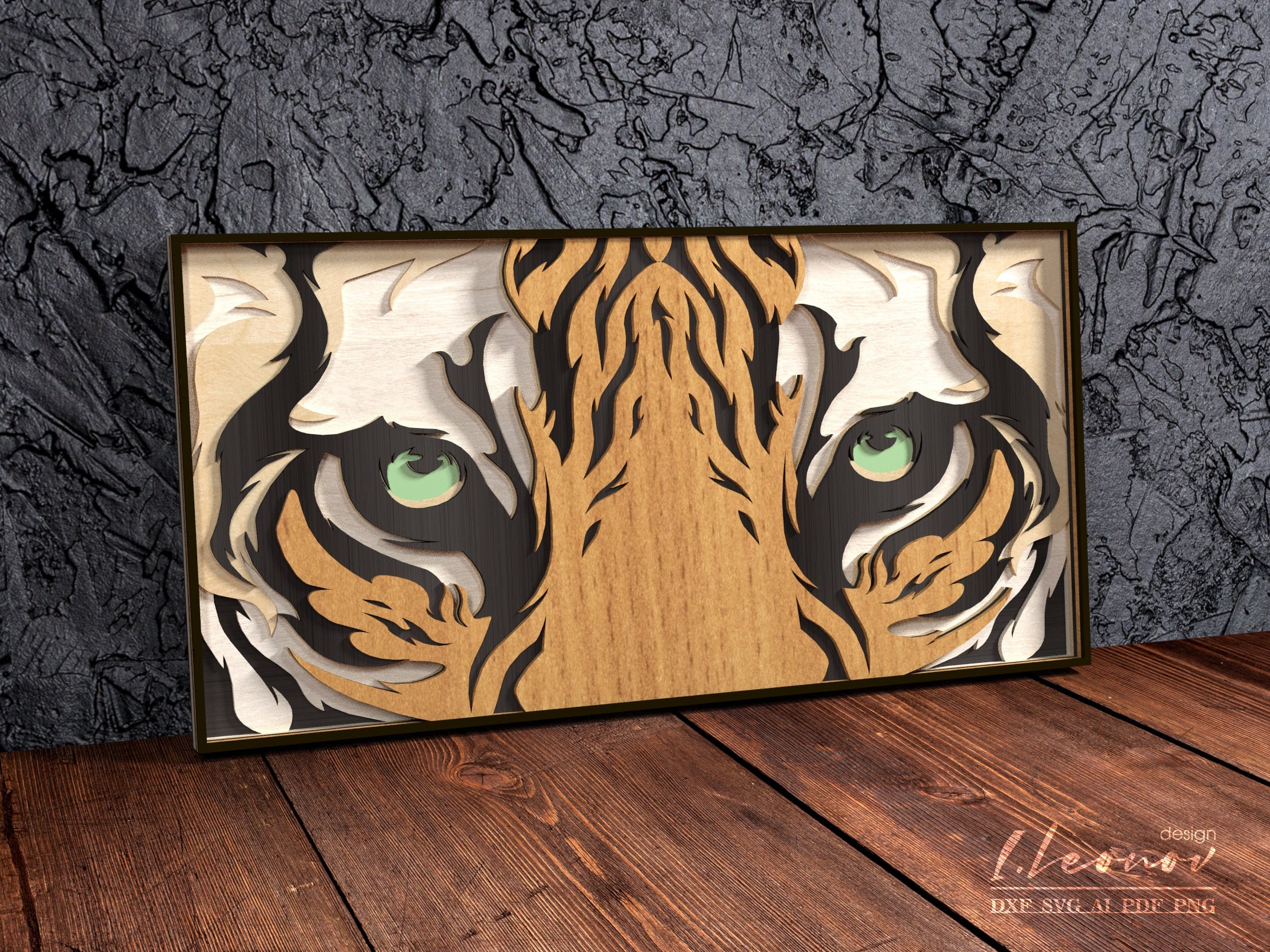 Multilayer Laser Cut File, Tiger Eyes Dxf File, Laser Cut File Wooden ...